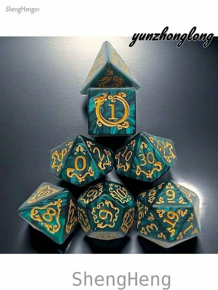 Yunzhonglong Кости игральные, дайсы, кубики для DnD (ДнД) 7 шт ShengHeng01