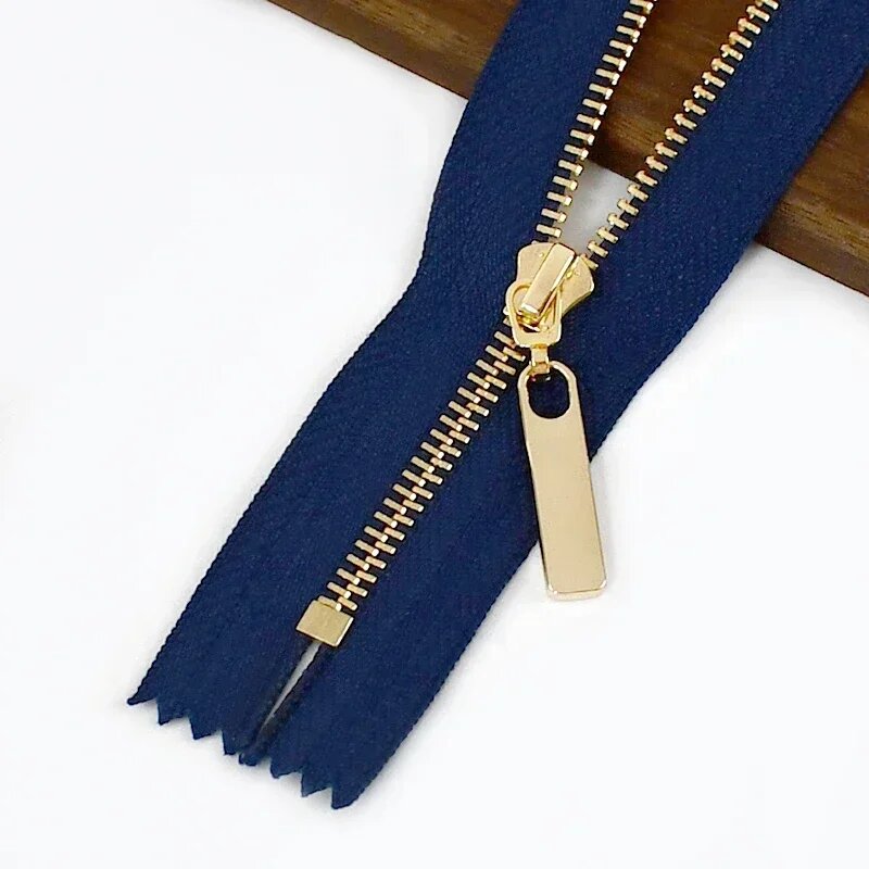 Металлические молнии Meetee 3 шт, 15/18/20/25/30 см Темно-синий, AP393-NavyBlueGold, 15cm