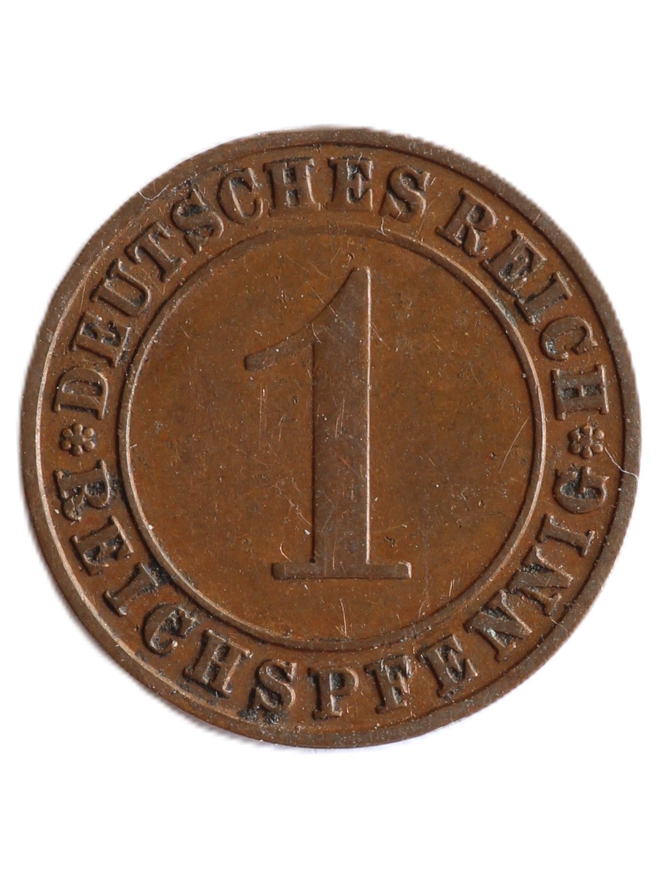 Подлинная монета 1 райхспфенниг Германия 1927 года A