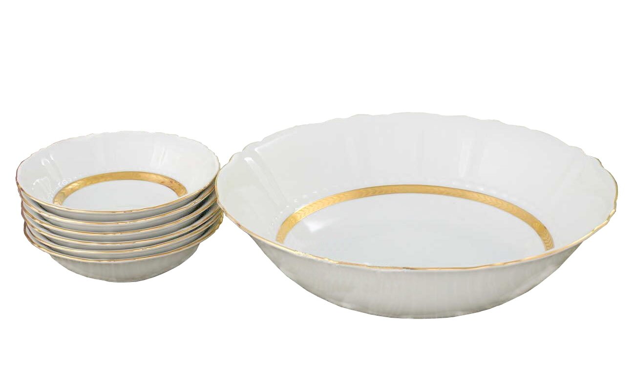 Набор салатников 7 предметов на 6 персон (23+13 см), Золотой кант Соната 07161417-1239, Leander