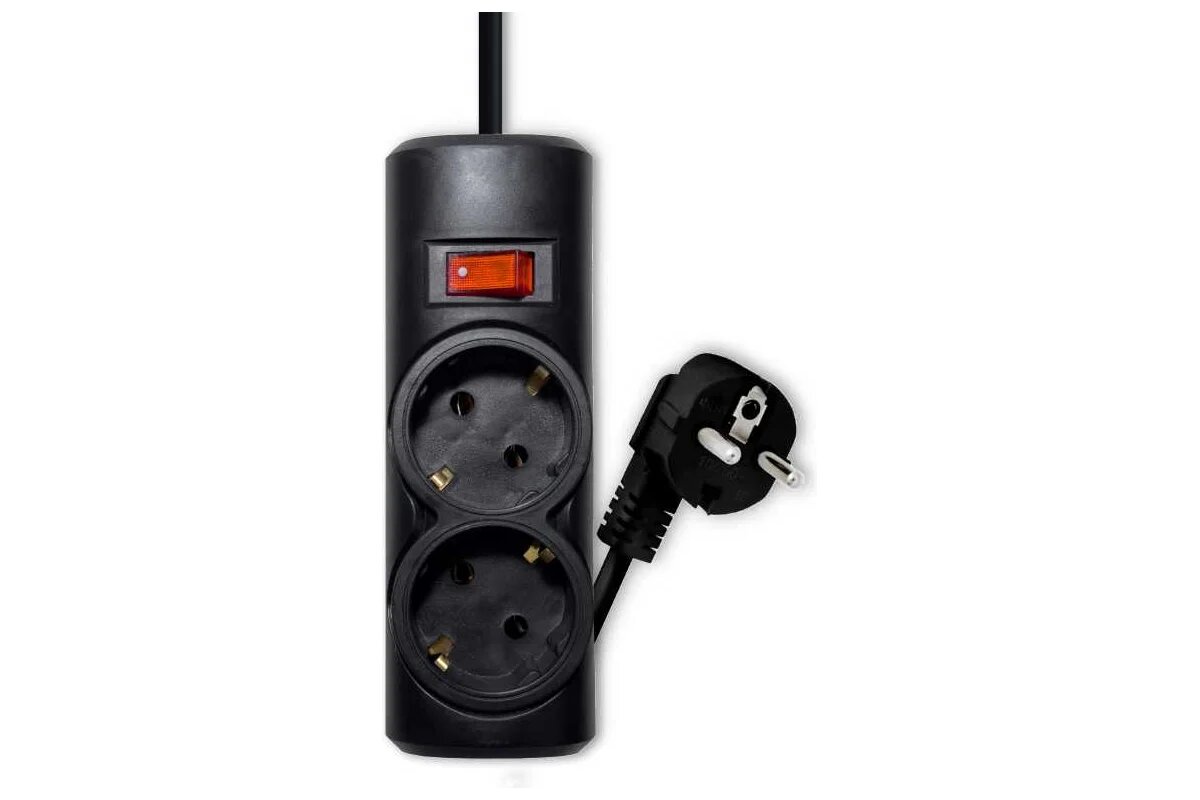 PROGIX Удлинитель сетевой 2 розетки, 5 метров с/з, чёрный, 3x0.75 PG205