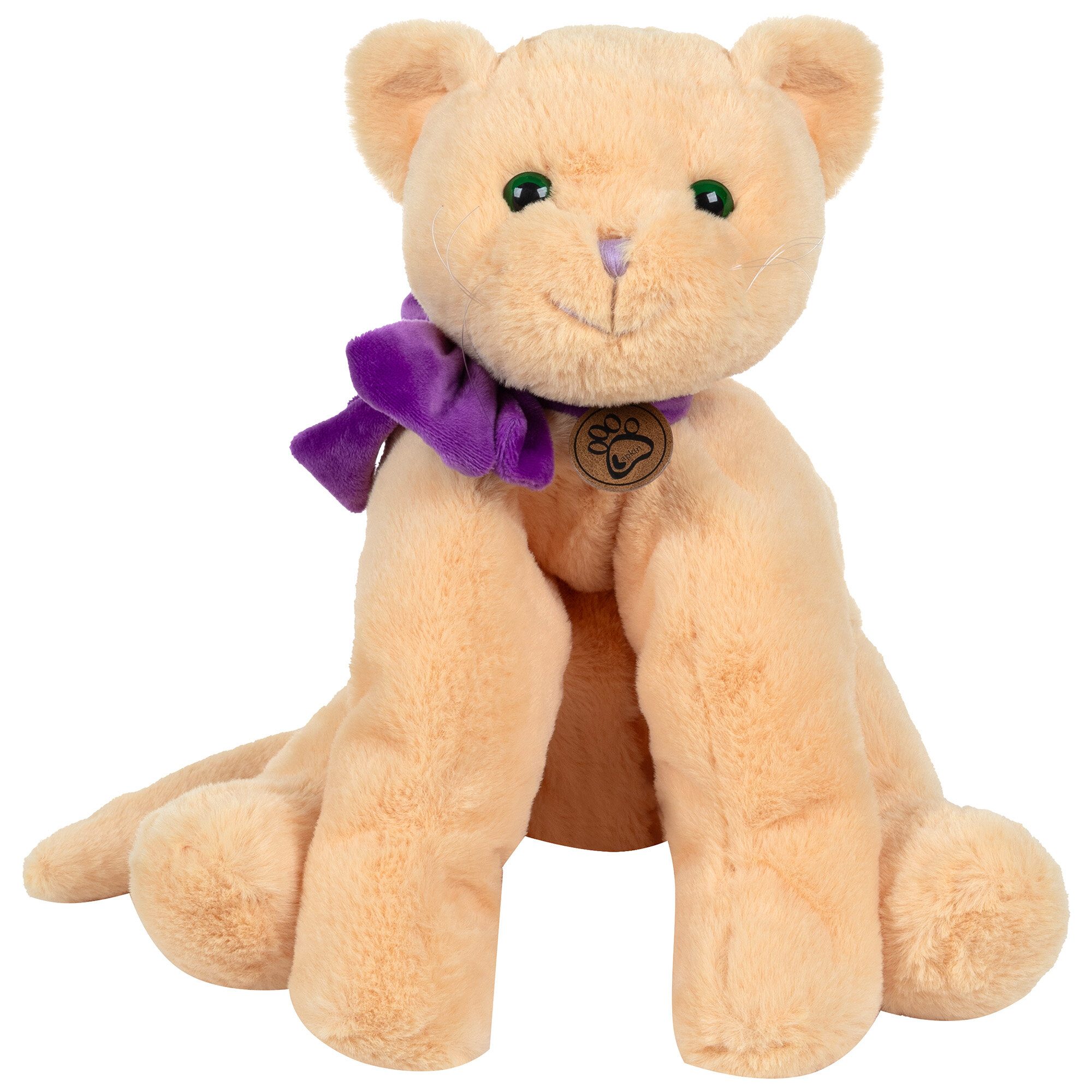 Мягкая игрушка Кот 45 см (персиковый/фиолетовый бант) (AT365131)