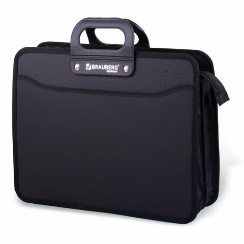 Портфель пластиковый Brauberg Премьер А4 390х315х120 мм, 3 отделения, на молнии, черный (223082)
