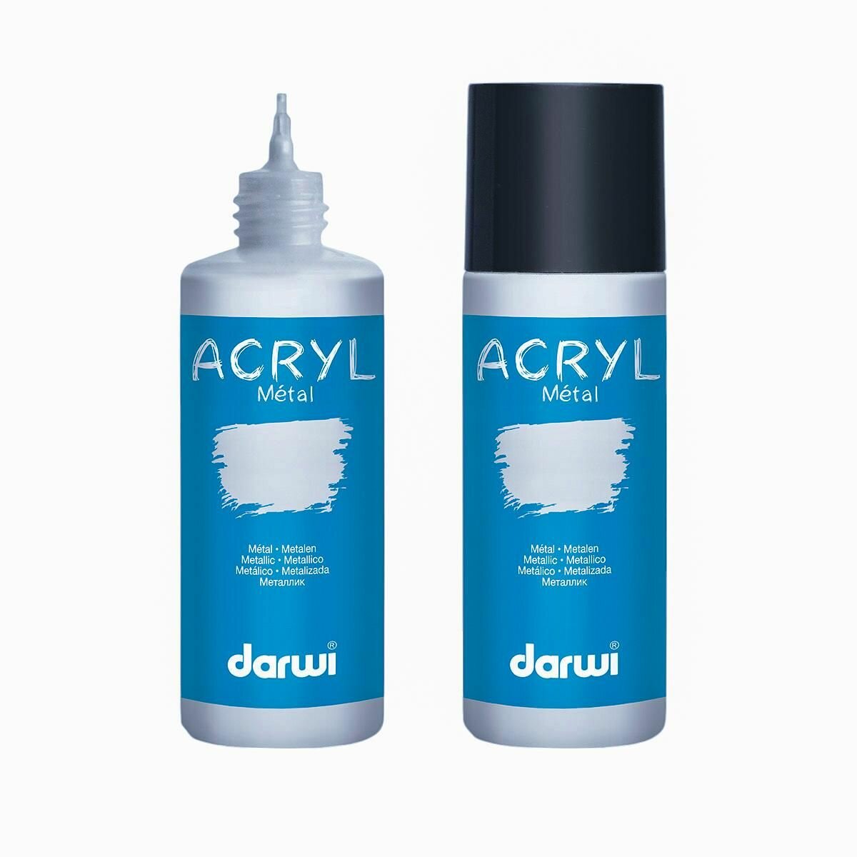 Краска акриловая Darwi для декоративных работ Metal, 80 мл, 080 серебро (DA0230080)