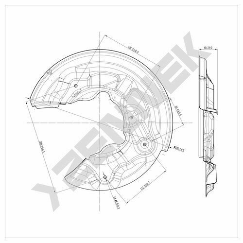 Защита тормозного диска задняя правая AUDI A3 04-15 VW GOLF IV 08-14 ZENNEK DCD0272
