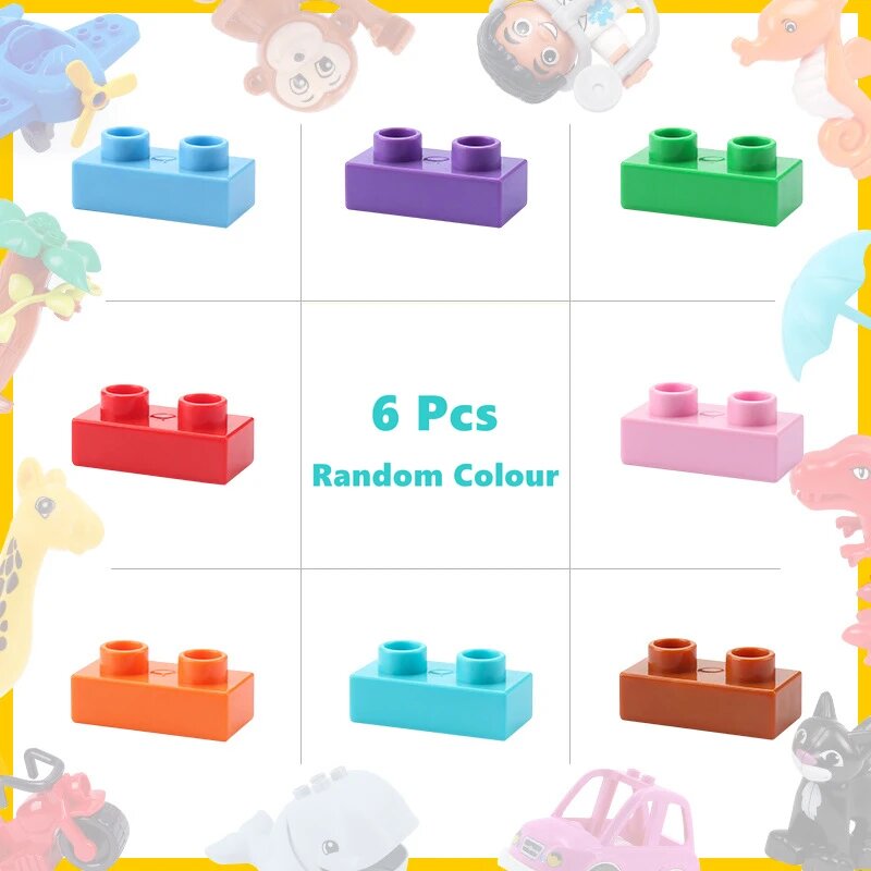 Конструктор 6 шт. 1x2 Thin Bricks, разные цвета