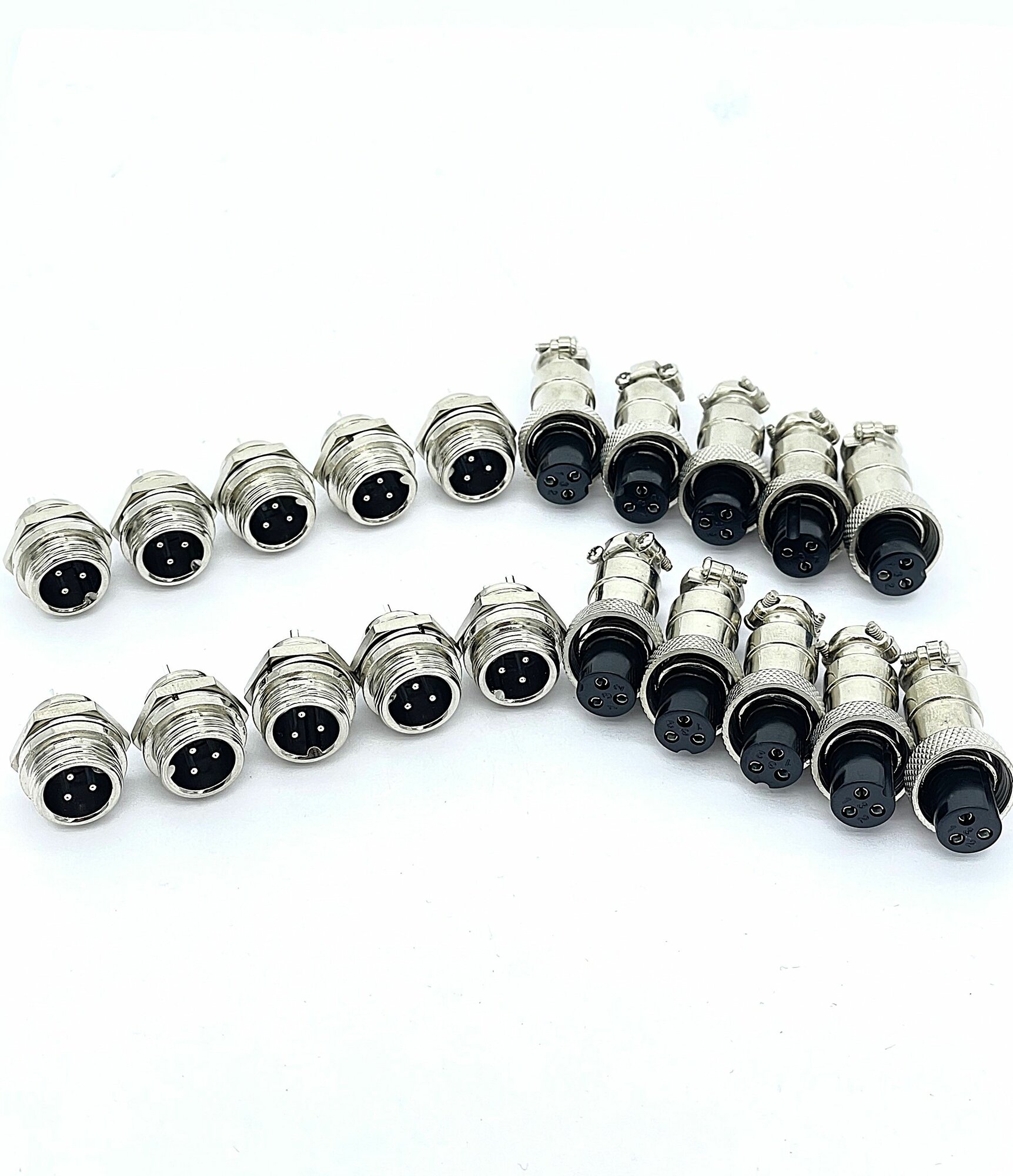 10шт. Авиационный разъём GX12 3pin мама(кабель)+папа(корпус)
