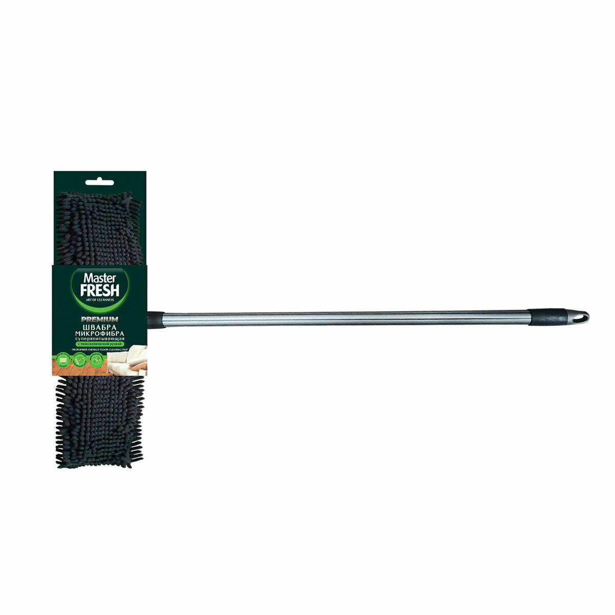 Швабра-флеттер Master Fresh Premium, c телескопической ручкой, насадка из микрофибры, длинный ворс