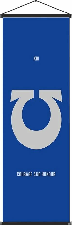 Вертикальный штандарт флаг легиона Ультрамарины Космодесант Астартес Warhammer 40000, шёлк, 50х150 см