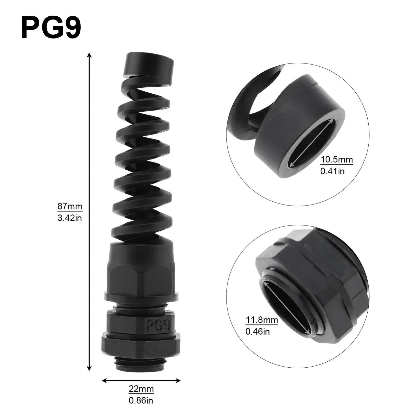 Водонепроницаемые кабельные вводы PG7 PG9 PG11 черный нейлон