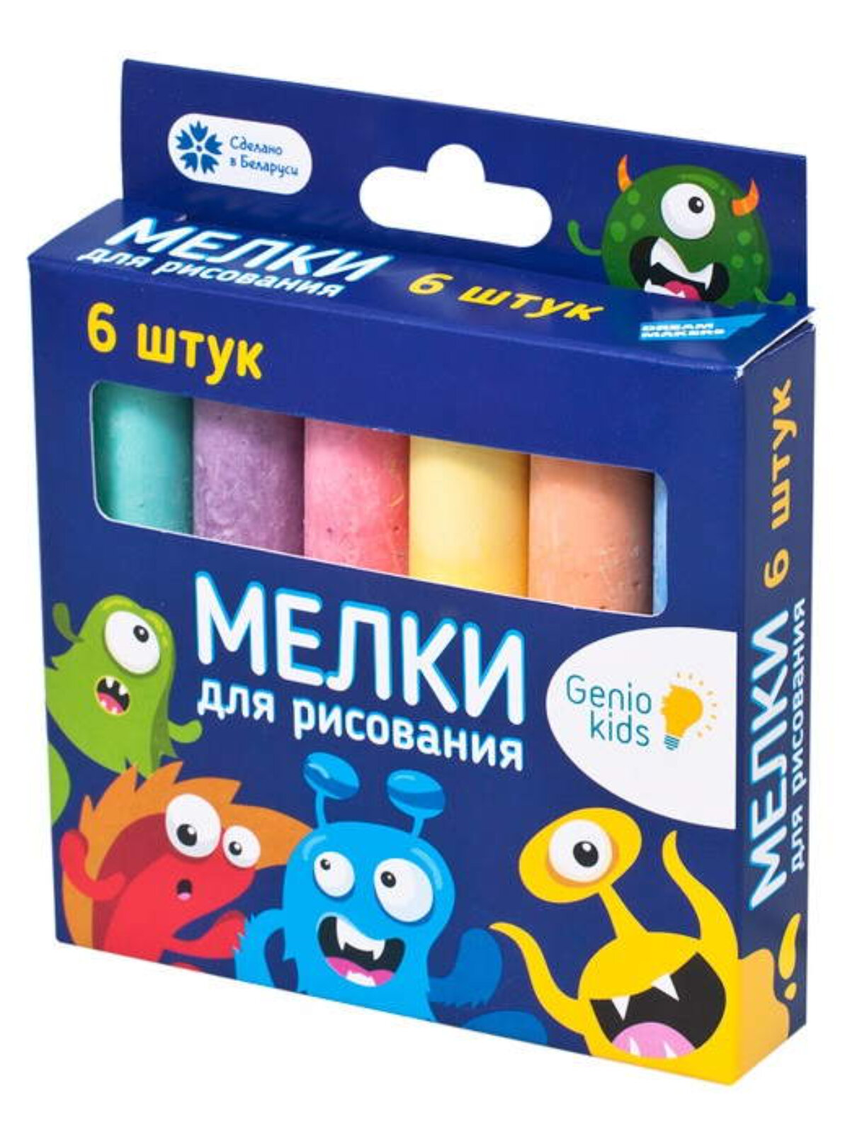 Мелки Genio Kids для рисования на асфальте, 6 шт в упаковке.