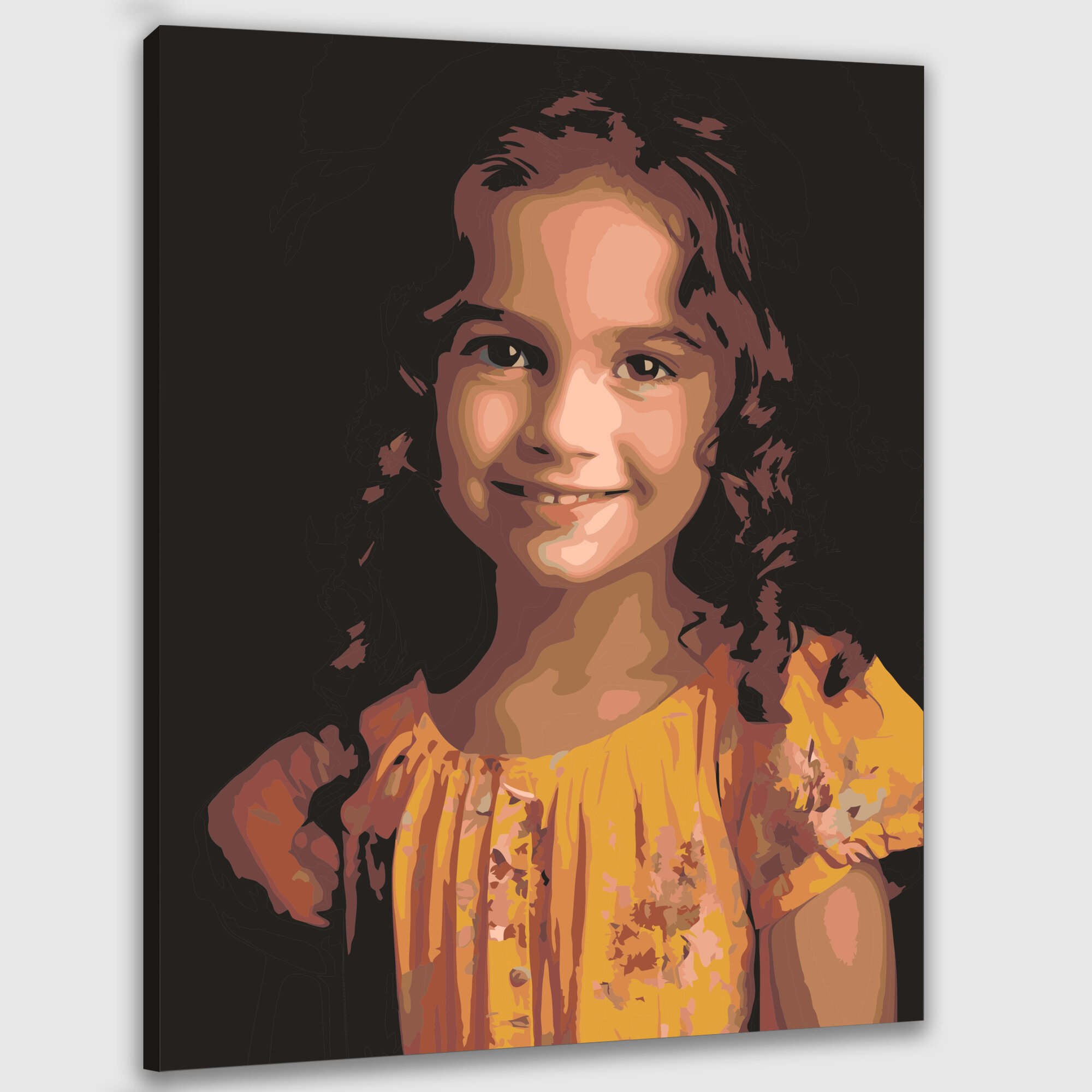 Картина по номерам 40x50 см, девушка, платье, крупный план, лицо, улыбка, счастье детства, фон, наряд