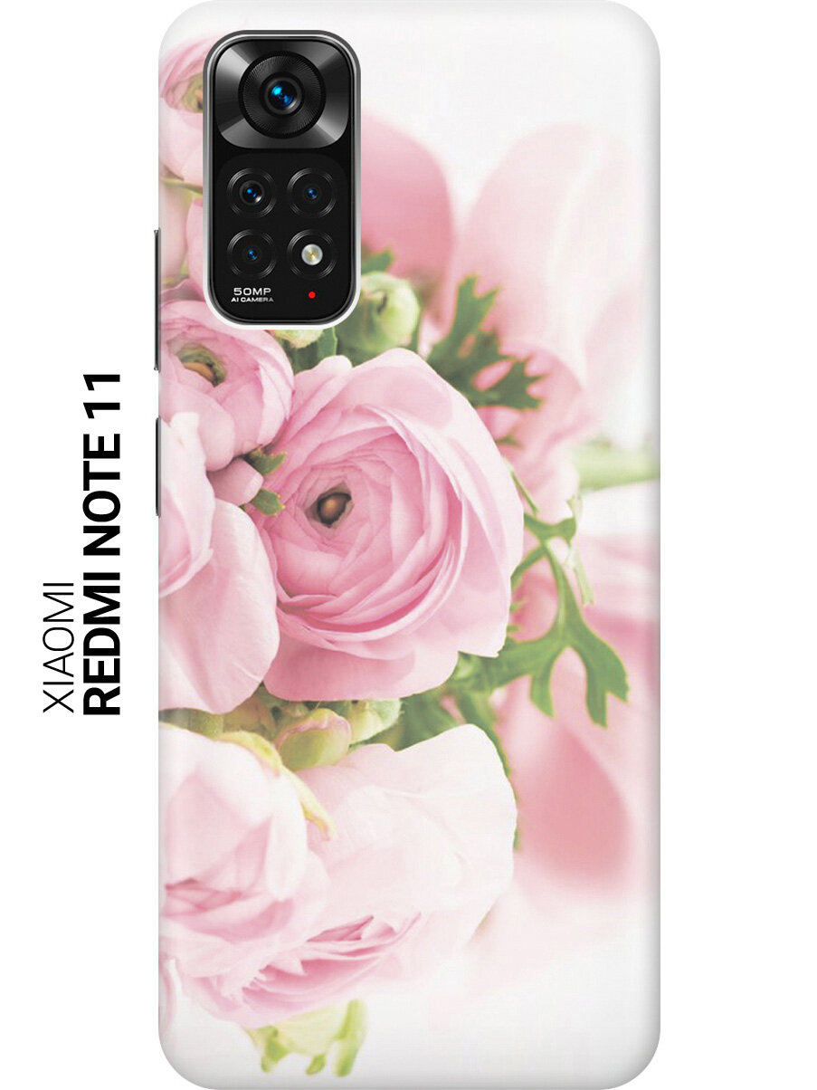 Силиконовый чехол на Xiaomi Redmi Note 11, Note 11S, Сяоми Редми Ноут 11, Ноут 11С с принтом "Розовые розы"