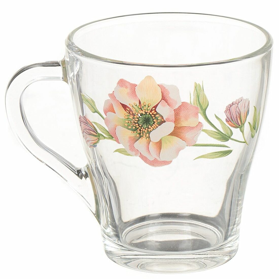 Кружка 250мл Грация Акварельные цветы стекло (дизайн в ассортименте) (цена за 1 шт.) ОСЗ С1649