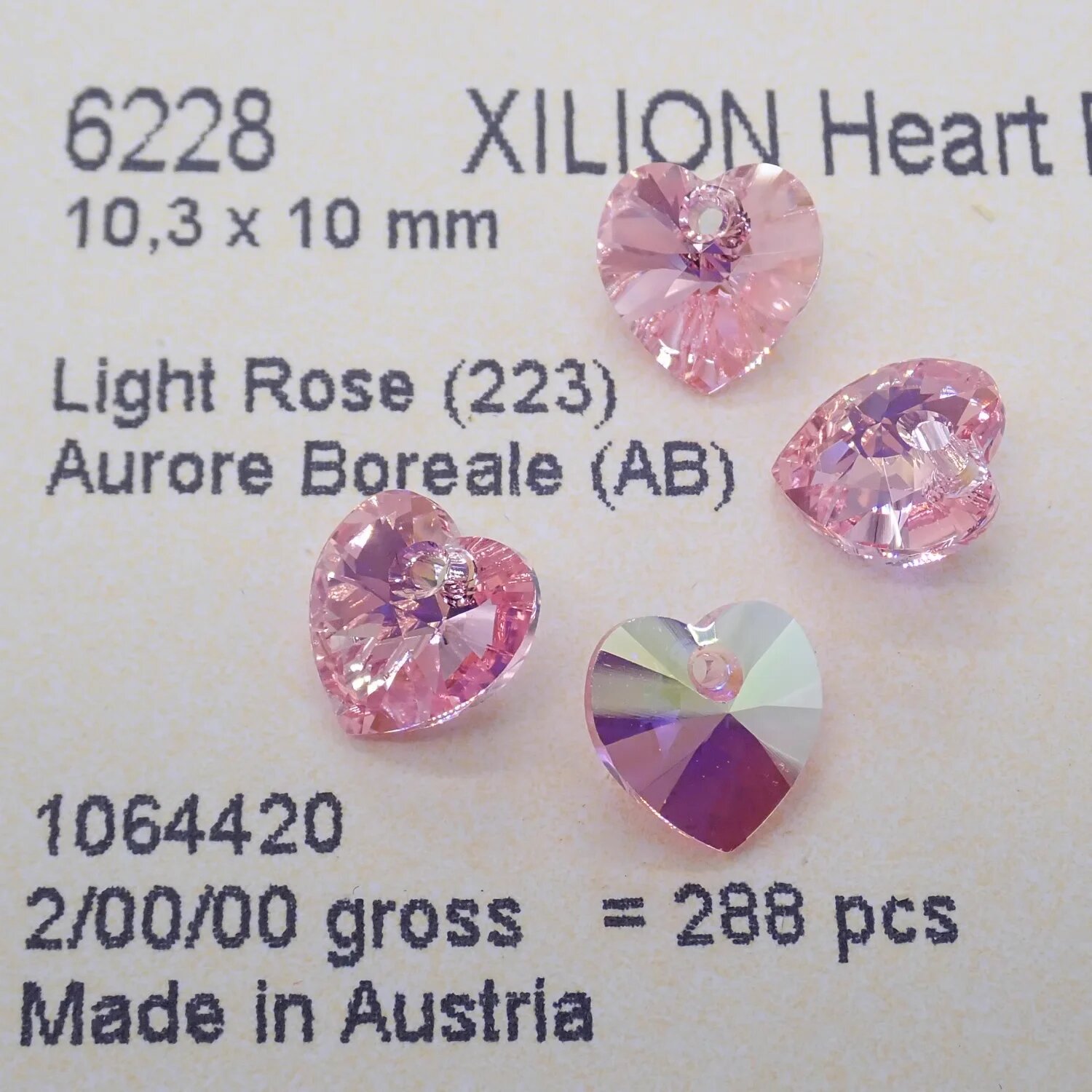XILION Кулон в форме сердца из кристаллов Розовый, 14.4X14mm-1piece, Light Rose 223 AB