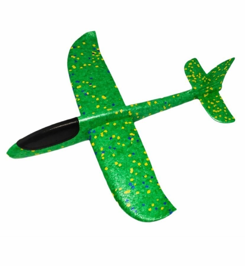 Самолет-планер, метательный, для улицы, из пенопласта, зеленый, 36см