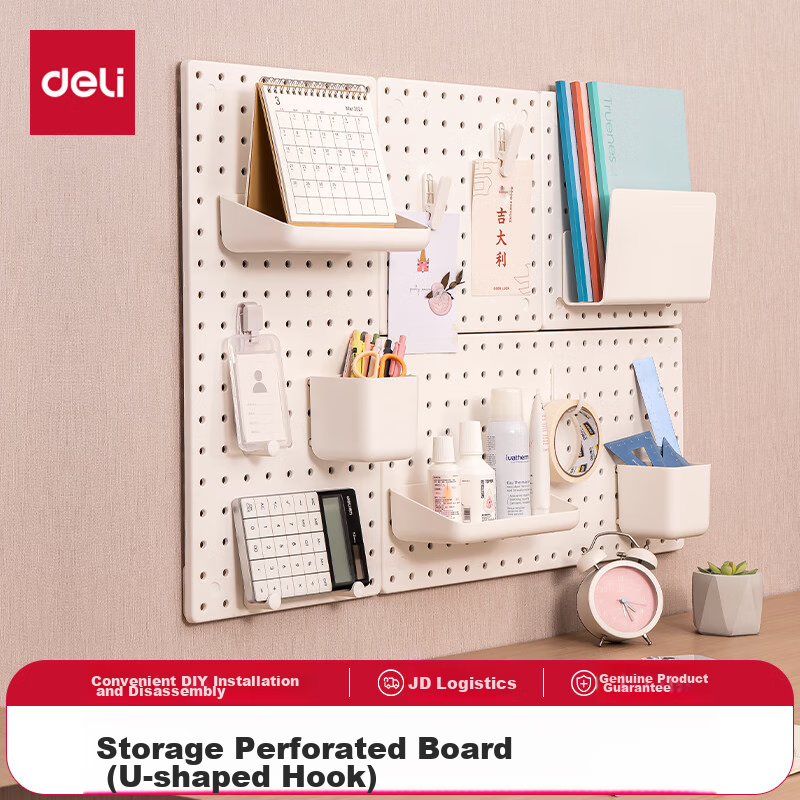 Deli Storage Pegboard, Nail-Free Storage Rack, Can Stand Or Hang on Wall, for Bathroom And Kitchen, 5 U-Shaped Hooks XDM54