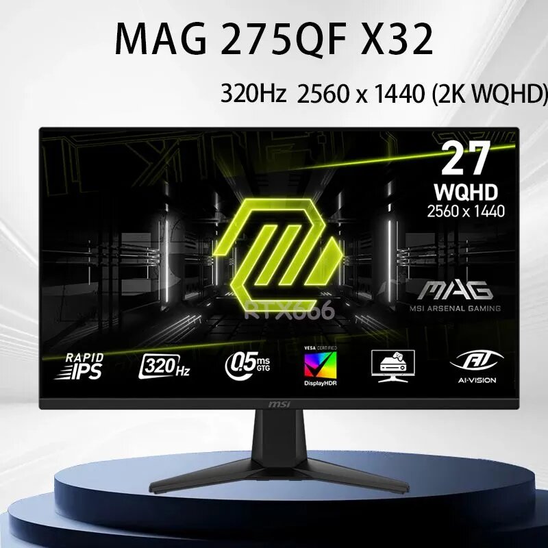 MSI 27" Монитор MSI MAG 275QF X32, FAST-IPS,2K,320HZ, черный