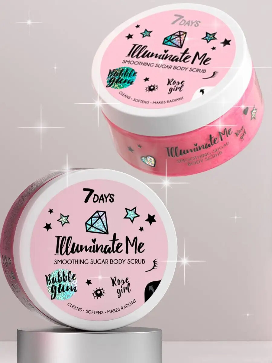 7DAYS Скраб для тела, антицеллюлитный, сахарный ILLUMINATE ME ROSE GIRL