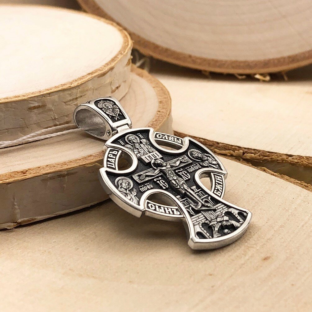 Крестик Русские Мастерские, серебро, 925 проба, чернение, оксидирование