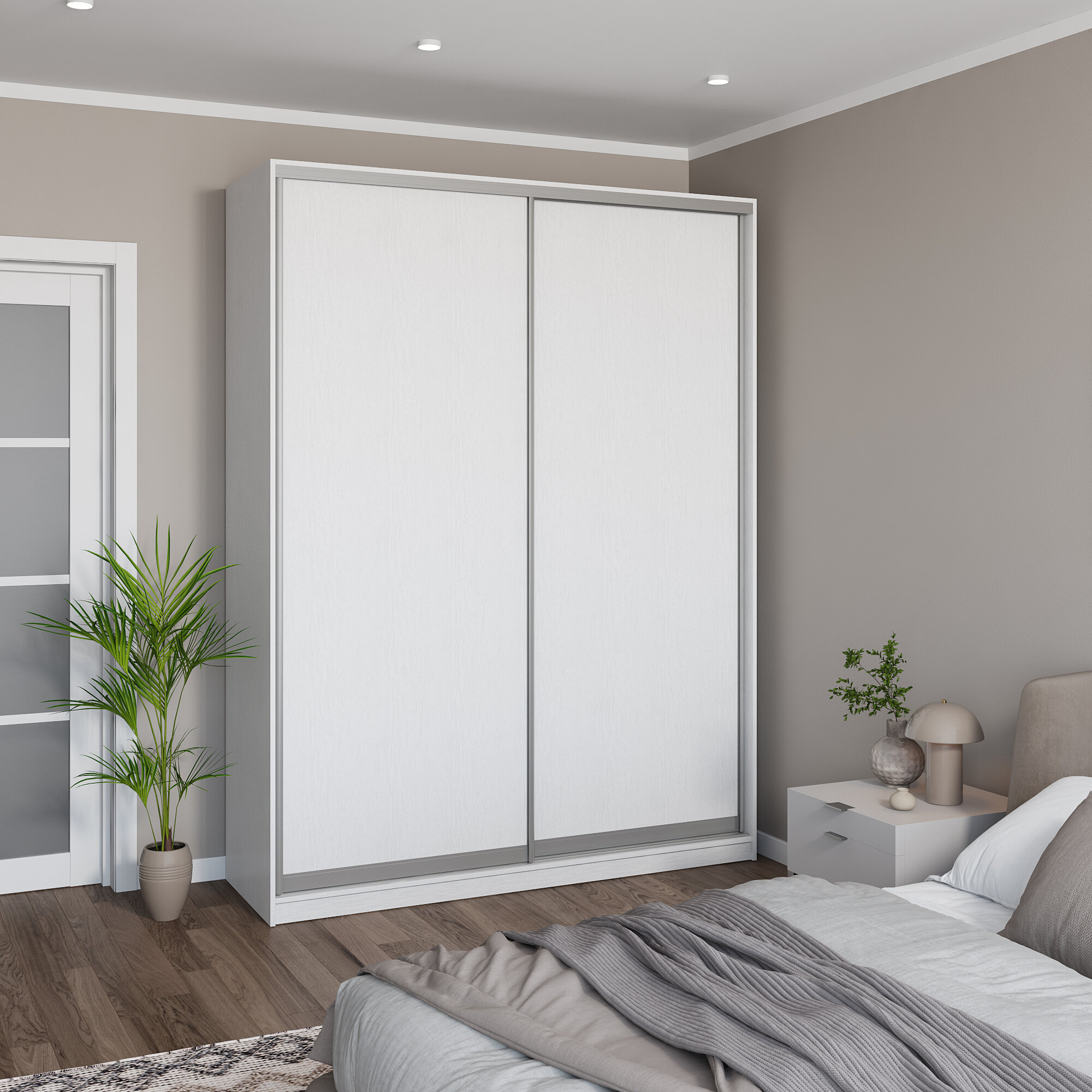 Шкаф купе для одежды "MELIA" белый без зеркал 180 х 50 х 240 см (ШхГхВ)