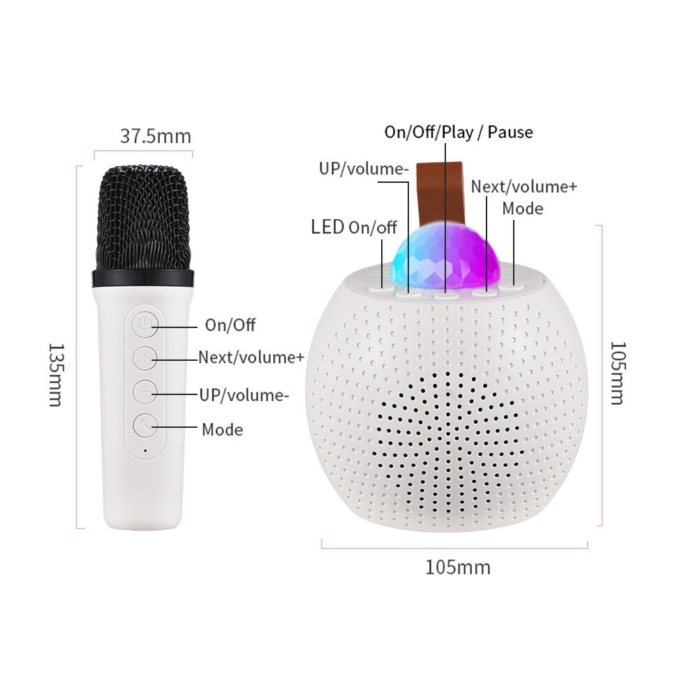 Караоке-машина с мини-микрофоном и колонками, комплект из 2 микрофонов, подарки для вечеринки по случаю дня рождения, настольный, для улицы, дома, KTV, портативный, со светодиодными лампами для дискотеки