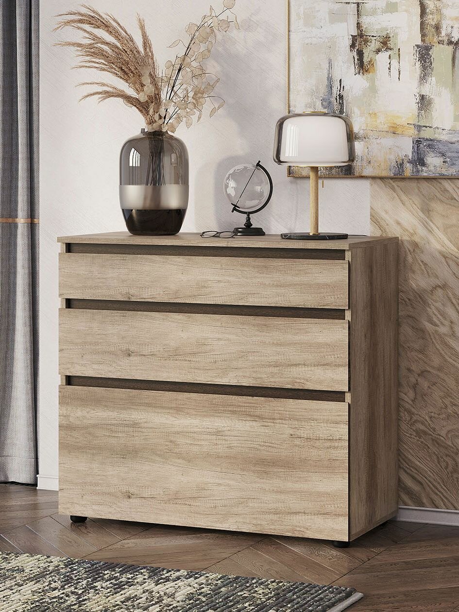 Комод для одежды и хранения вещей Энигма с ящиками, 90.2х43.4х83.6 см, Дуб Каньон / Венге