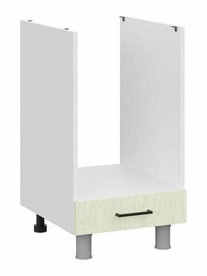 Кухонный модуль напольный, стол под духовку Шервуд с ящиками, 45х53.8х82.4 см, Белый / Дуб кремовый матовый