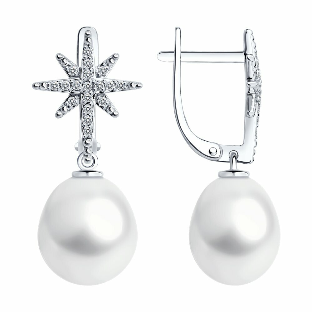 Серьги, белое золото, 585 проба