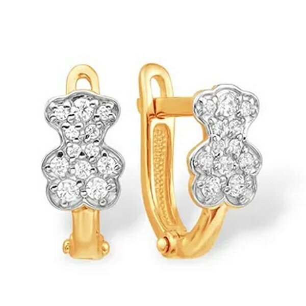 Серьги, красное золото, 585 проба, фианит