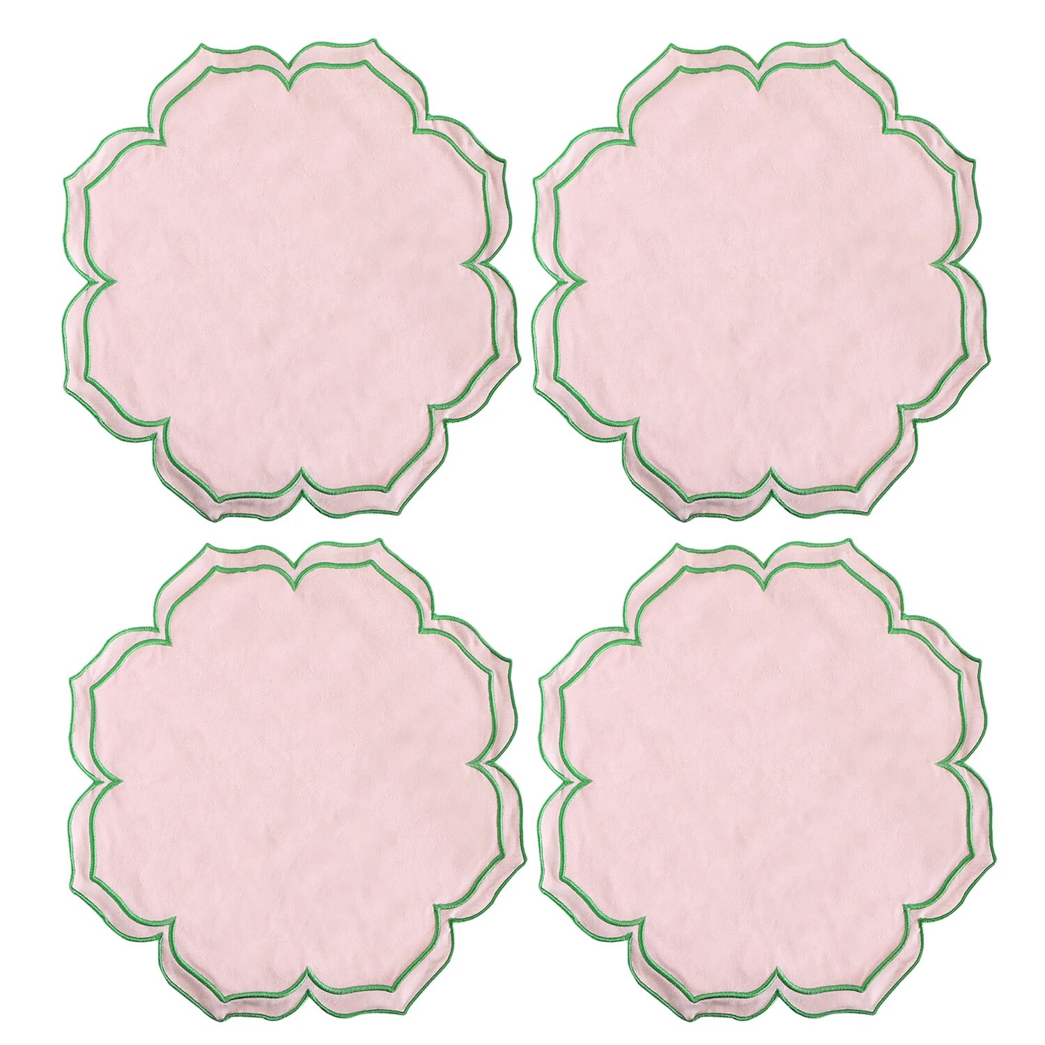 Розовые хлопковые салфетки с волнистой вышивкой, Color: A