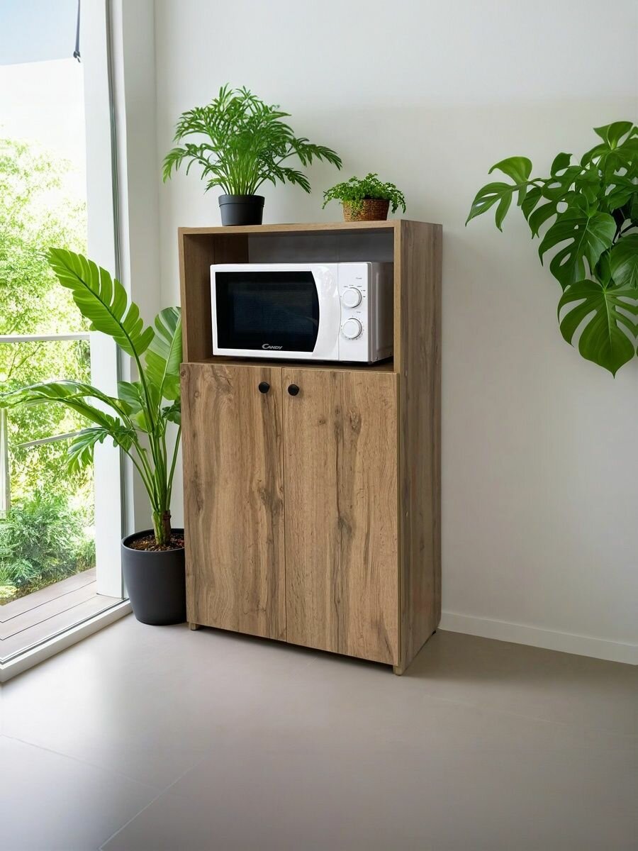 Комод универсальный "Смайл", ЛДСП, бежевый, цвет Дуб Вотан, с полками , с доводчиком, регулируемые опоры 62х34х112см