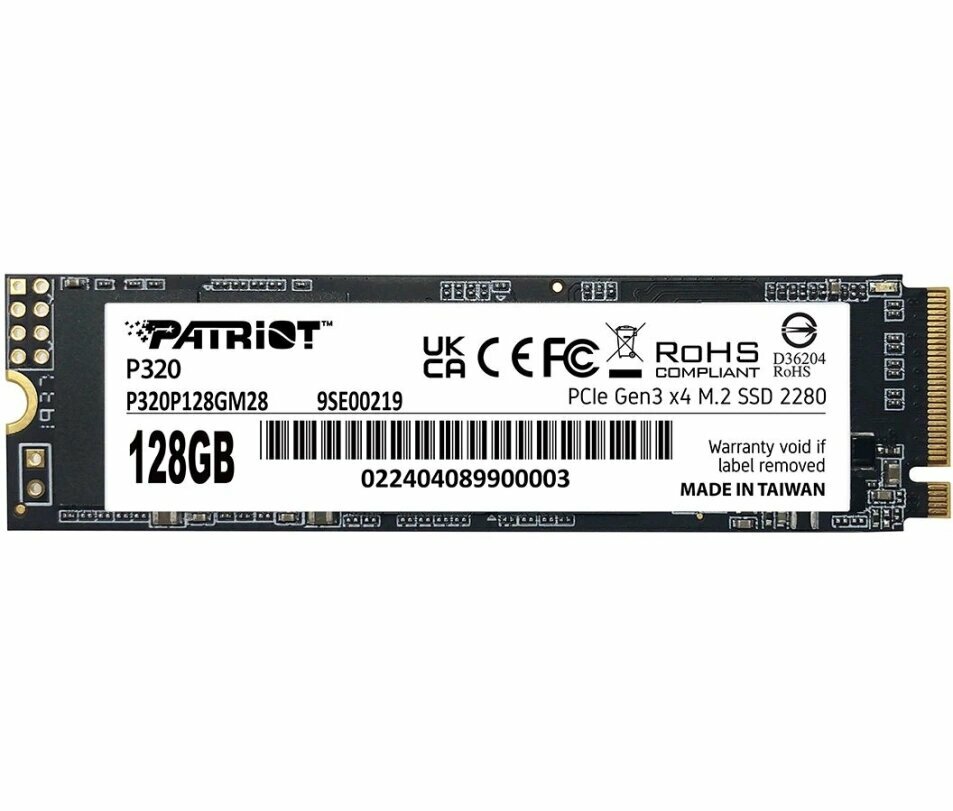 Твердотельный накопитель Patriot P320 128ГБ, M.2 2280, PCIe 3.0 x4, M.2 P320P128GM28