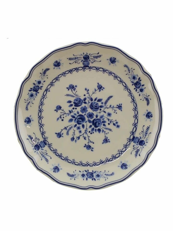 Тарелка для подачи салата и сервировки стола десертная керамическая COSTA NOVA Alentejo Villa, 21 см, бежевая/синяя