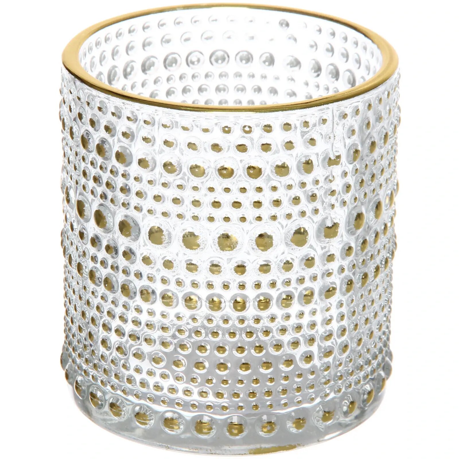 Подсвечник стекло «Хрустальный блеск» 7x7,8 см, белый, рельефный дизайн