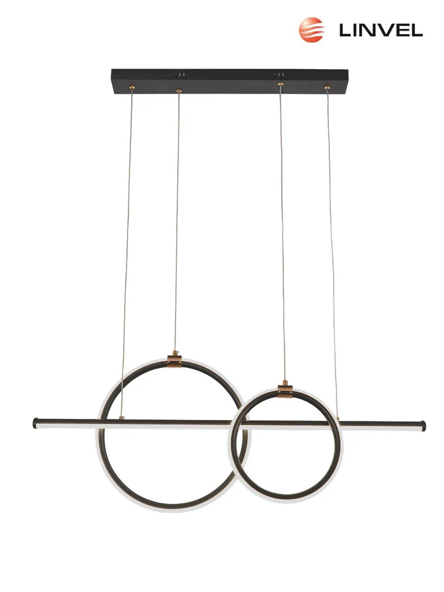 Люстра потолочная подвесная светодиодная 2 кольца, освещение 20 м2, 1*LED