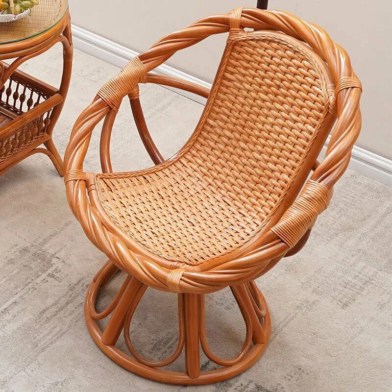 Вращающееся кресло для отдыха из индонезийского агата и ротанга, 70х85 см, 1 тонна