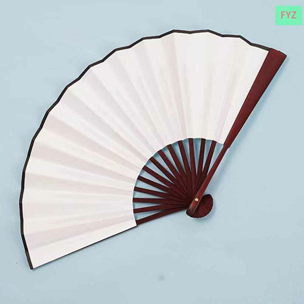 10-дюймовый складной веер из шелковой ткани, веер для рисования своими руками, свадебное украшение для дома (белый)