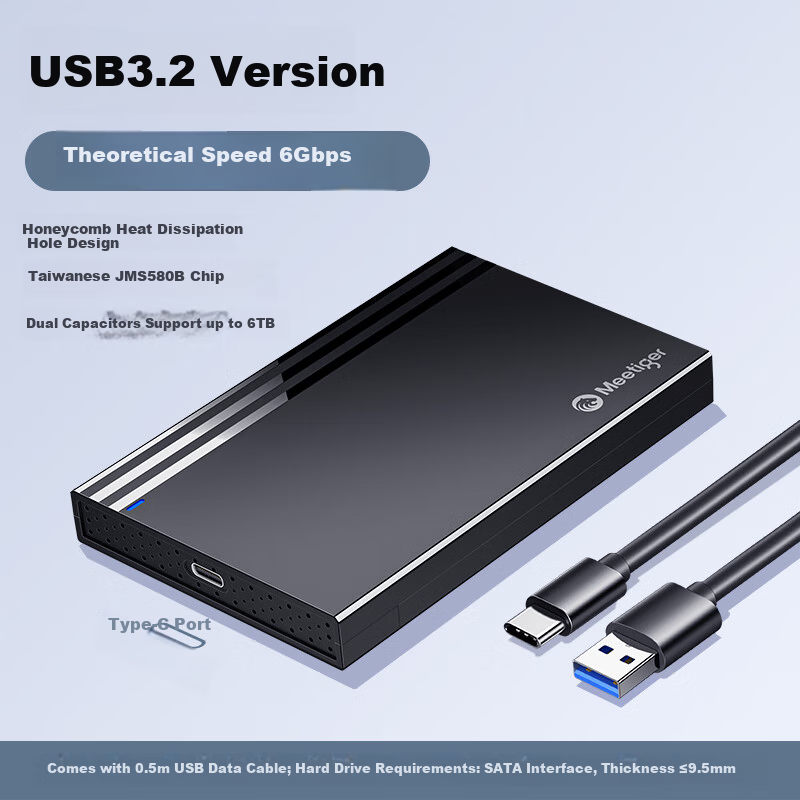 Tigerking USB 3.0 Portable Hard Drive Enclosure 2.5 Inch External Hard Drive Case SATA Interface Mechanical Solid State SSD Hard Drive Enclosure External for Laptop Desktop Computer Z2C6