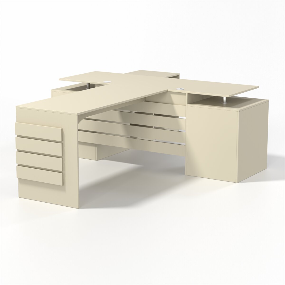 Стол руководителя №14 с приставкой брифингом, Крем Вайс. Производитель товара - компания Westcom.