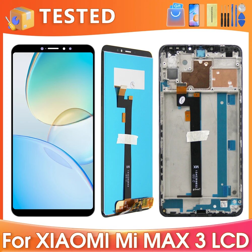6,9 'для Xiaomi Mi Max 3 для Mi Max3 M1804E4A ЖК-дисплей, сменный преобразователь сенсорного экрана в сборе Black With Frame