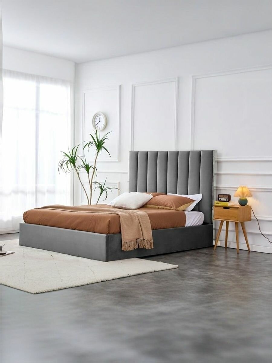 Кровать Halmar PALAZZO серый/серебристый, 160/200