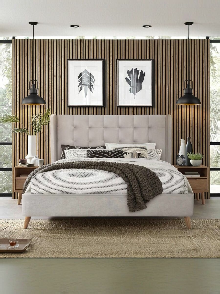 Кровать двуспальная HALMAR ESTELLA бежевый, 160x200