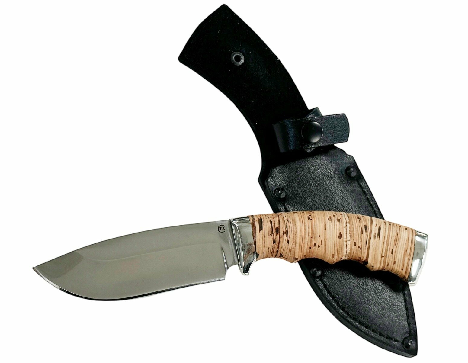 Нож разделочный Барсук-2, сталь 95Х18 ковка, береста, мельхиор