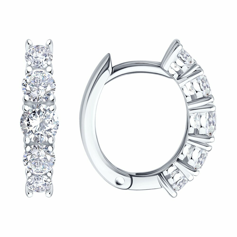 Серьги, белое золото, 585 проба, родирование, фианит