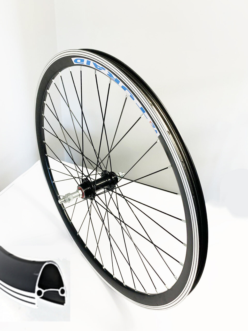 Обод 26" задний, алюминиевый, 2-слоя (втулка алюминиевая, под трещетку, промподшипники, ротор под адаптер, крепление гайки,36H) №35