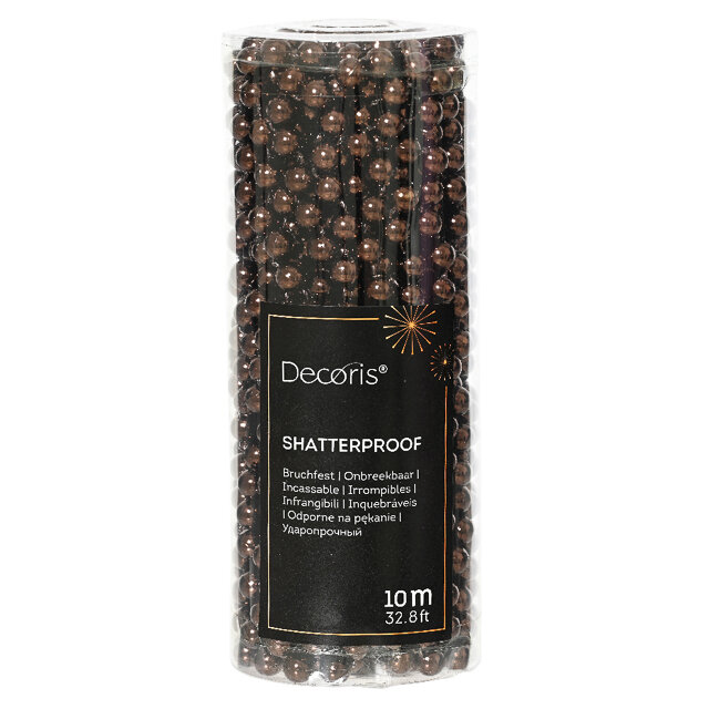 Бусы на елку Бисер 8 мм*10 м черный трюфель, Kaemingk, 000746