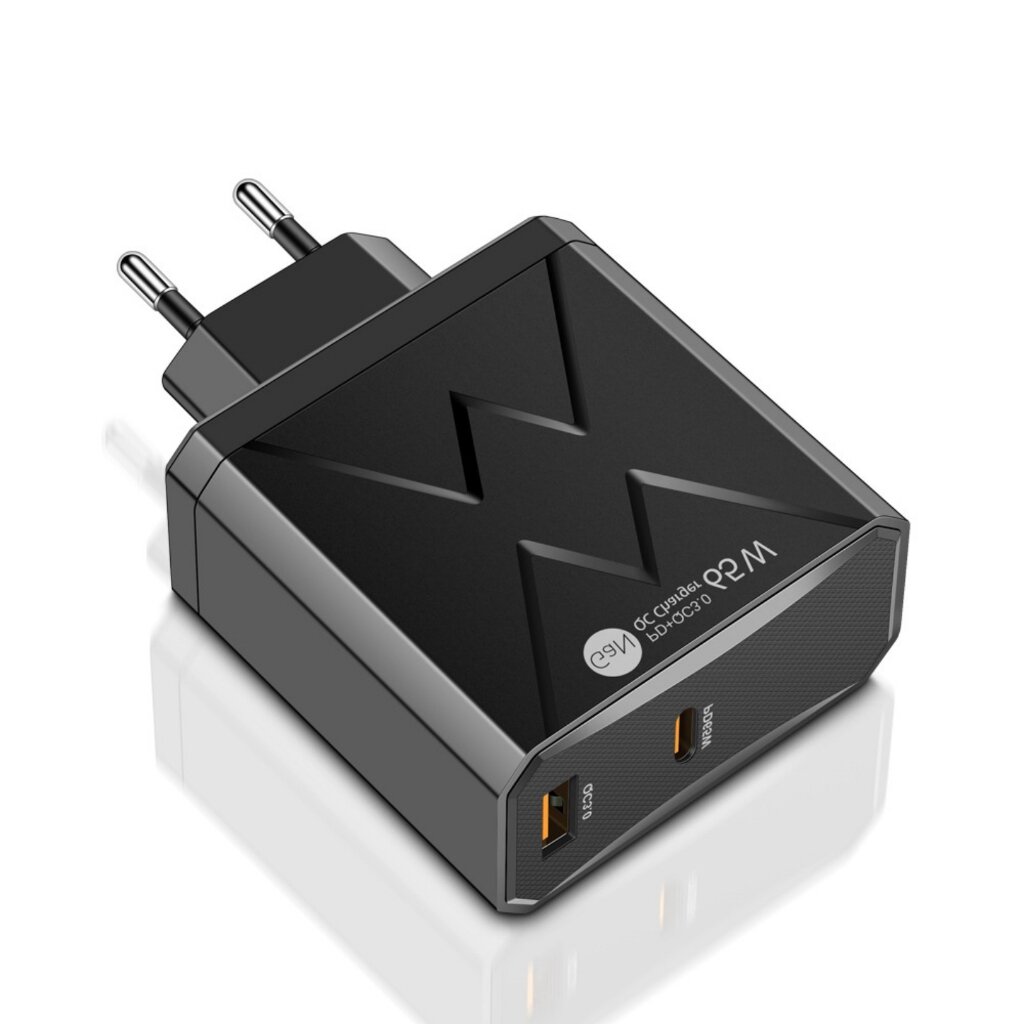 50 Вт двойной USB -зарядное устройство быстрое зарядное адаптер Эффективный карманный скорость телефона подходит для мобильных устройств, Черный - вилка европейского стандарта