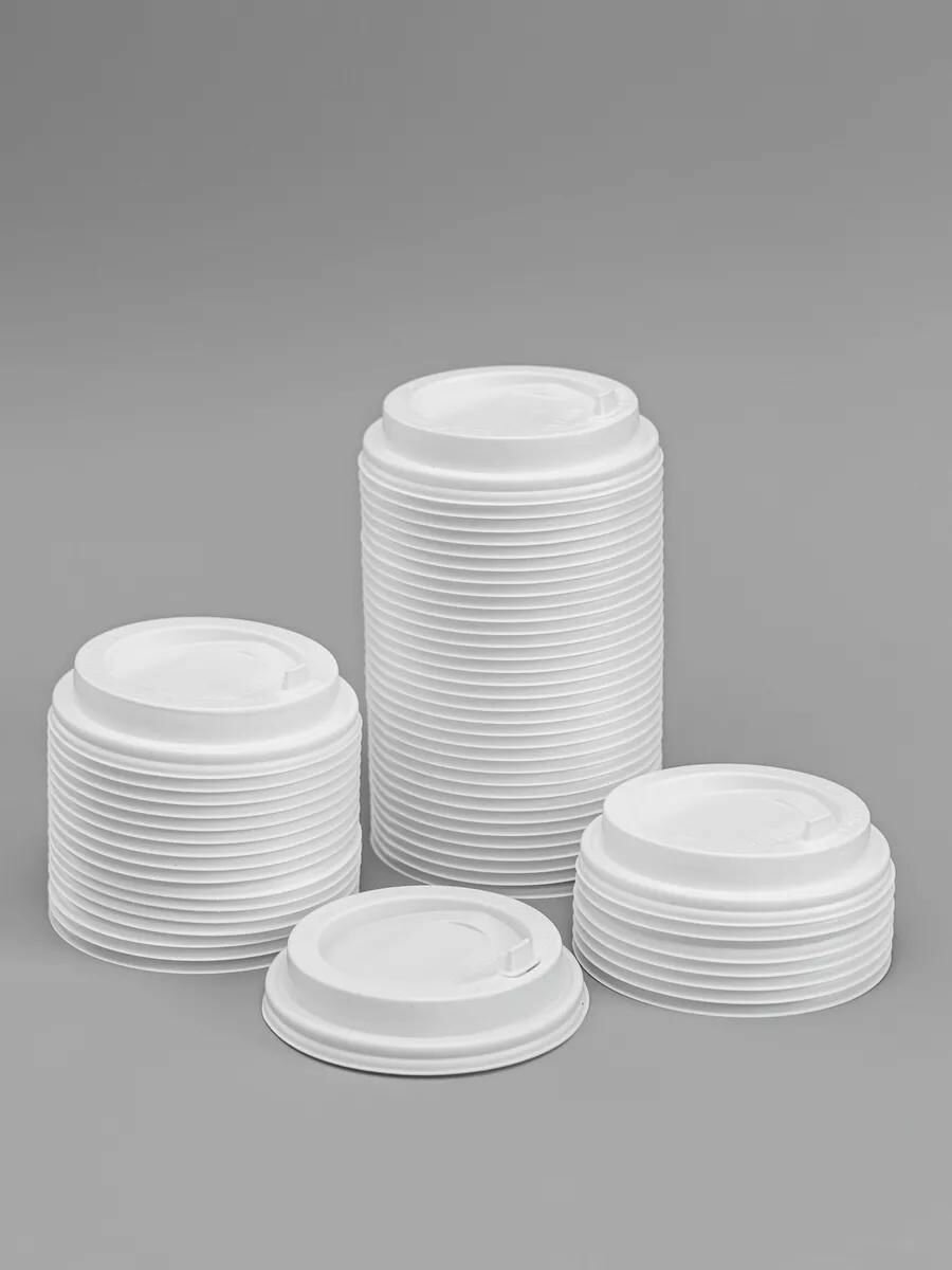 Крышки одноразовые 100 шт 90 мм для 350 и 450 мл бумажных стаканов, гриникс, диаметр 8 см , с клапаном для горячих и холодных напитков, белые