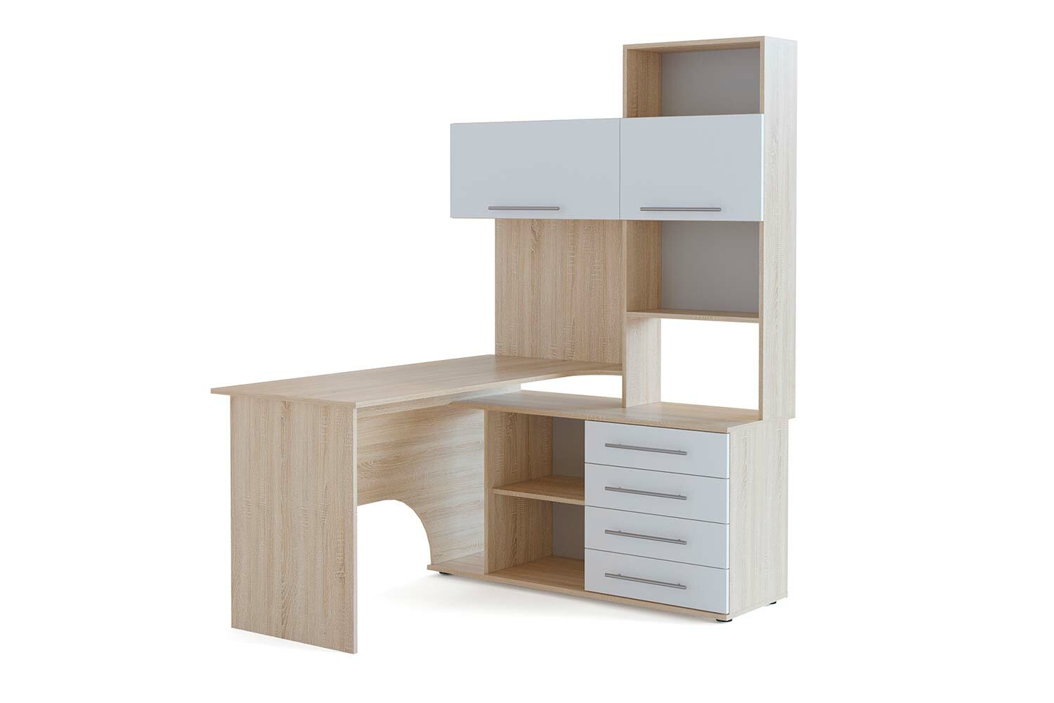 Компьютерный стол угловой правый КСТ-14.1П, 123,5х182,8х135 см, дуб сонома/белый